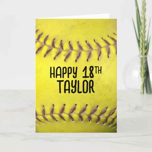 18th Birthday Softball Card | Zazzle