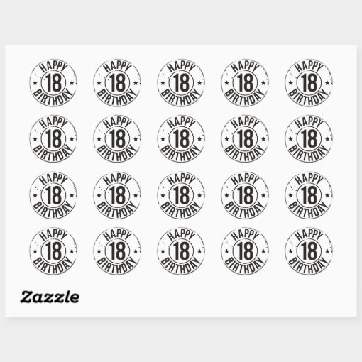 18TH BIRTHDAY STAMP EFFECT CLASSIC ROUND STICKER | Zazzle