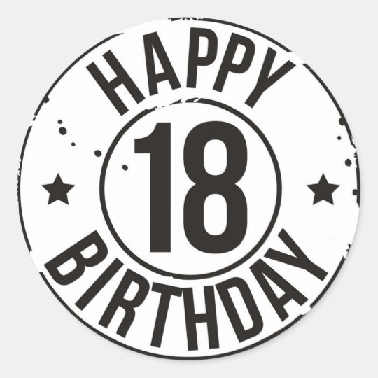 18TH BIRTHDAY STAMP EFFECT CLASSIC ROUND STICKER | Zazzle.com