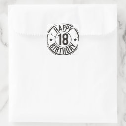 18TH BIRTHDAY STAMP EFFECT SQUARE STICKER | Zazzle
