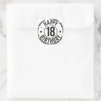 18TH BIRTHDAY STAMP EFFECT SQUARE STICKER | Zazzle