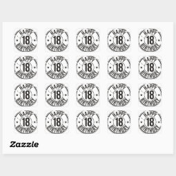 18TH BIRTHDAY STAMP EFFECT SQUARE STICKER | Zazzle