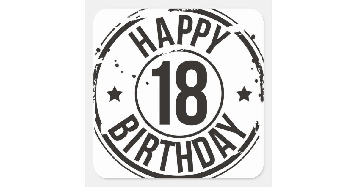18TH BIRTHDAY STAMP EFFECT SQUARE STICKER | Zazzle