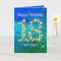 18th Birthday - Star Numbers - Blue Green - Age 18 Card | Zazzle