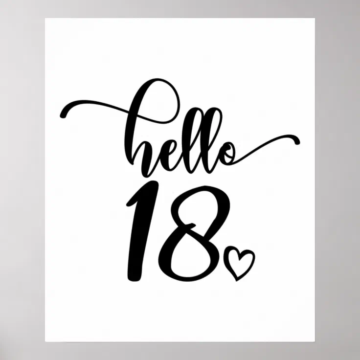 18th Birthday Women Hello 18 Cute 18 Years Old Poster | Zazzle