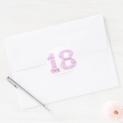 18th Birthday Word Art - Design Classic Round Sticker | Zazzle