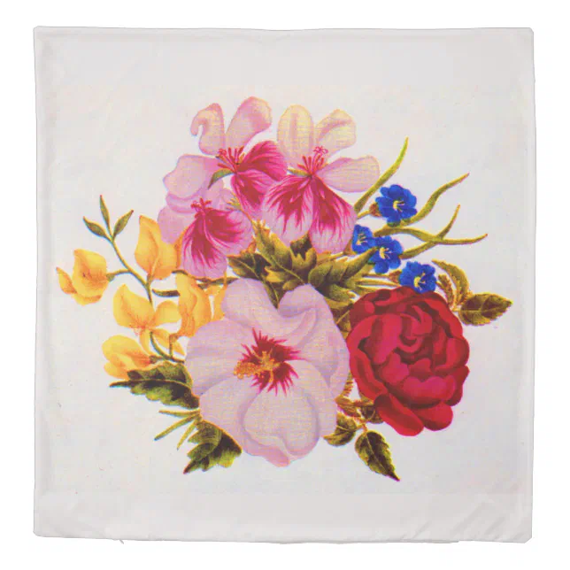 18th century flower bouquet print duvet cover | Zazzle