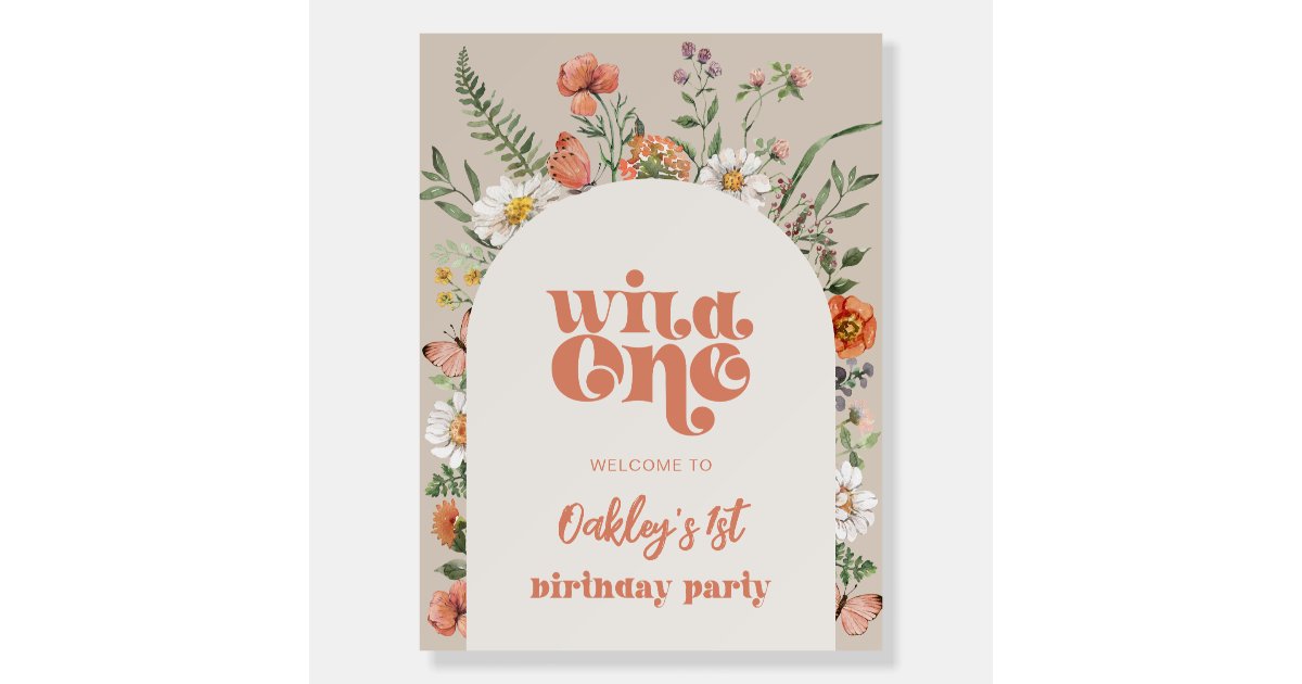 18x24 Wild One Wildflower Birthday Welcome Sign | Zazzle