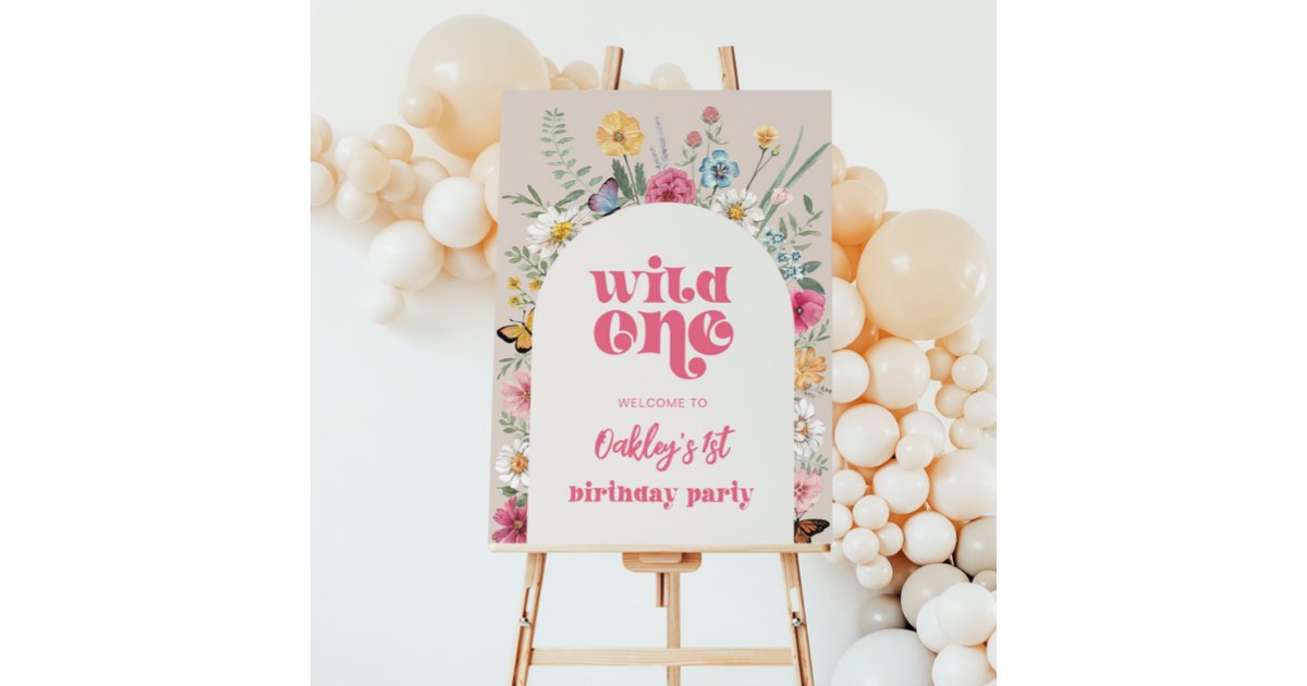 18x24 Wild One Wildflower Birthday Welcome Sign | Zazzle