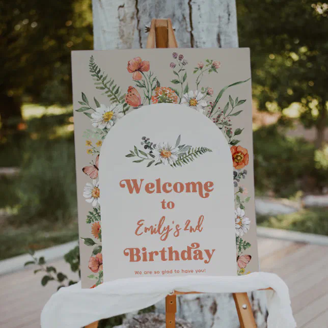 18x24" Wildflower Birthday Welcome Sign | Zazzle