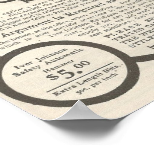 1904 Advertisement for Iver Johnson revolver Poster | Zazzle