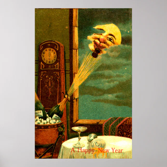 1908 Champagne New Year Poster | Zazzle