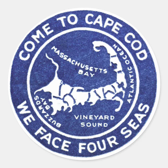 1910 Cape Cod Classic Round Sticker | Zazzle