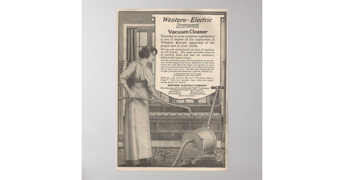 1913 ad for vacuum cleaner poster | Zazzle