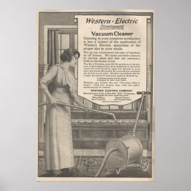 1913 ad for vacuum cleaner poster | Zazzle