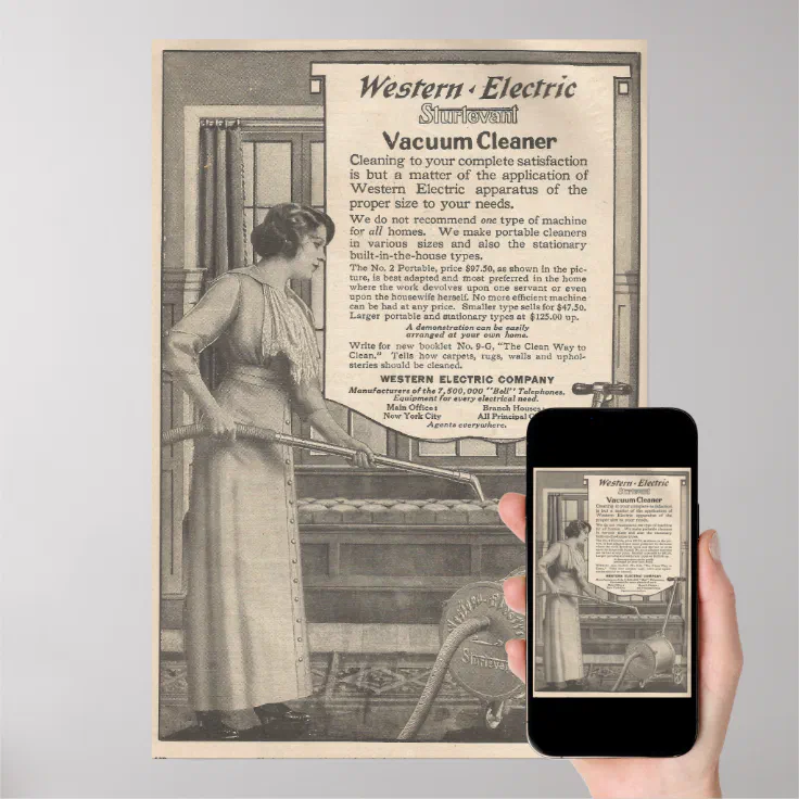 1913 ad for vacuum cleaner poster | Zazzle