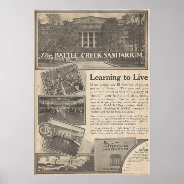 1913 Battle Creek Sanitarium, Michigan Poster | Zazzle