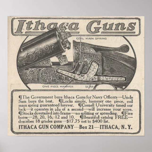 1913 Ithaca Guns Advertisement Poster | Zazzle