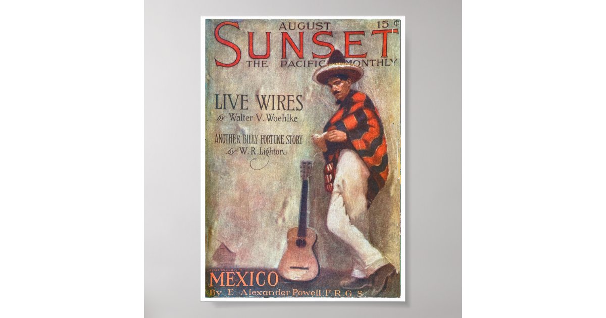 1914! sunset MAGAZINE COVER ART Poster | Zazzle