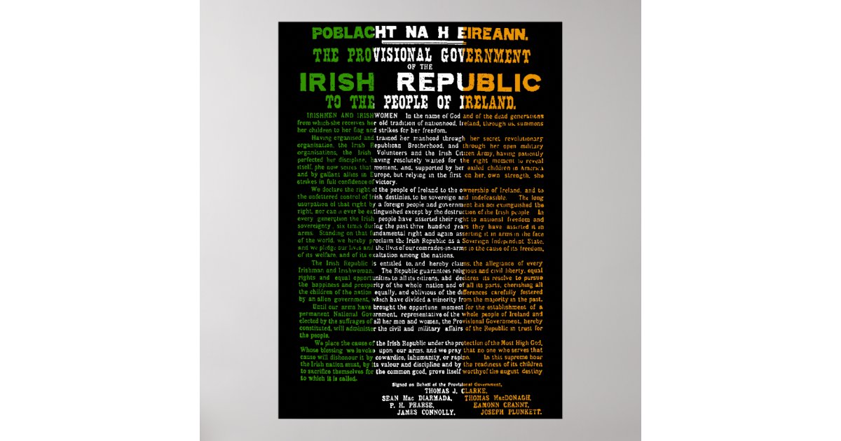 1916 Easter Rising Poster Irish Proclaimation | Zazzle