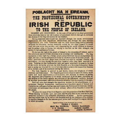 1916 Irish Proclamation Canvas (Original Copy) | Zazzle