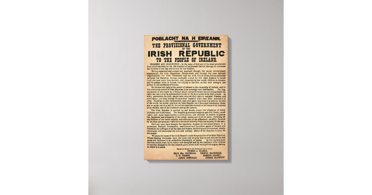 1916 Irish Proclamation Canvas (Original Copy) | Zazzle