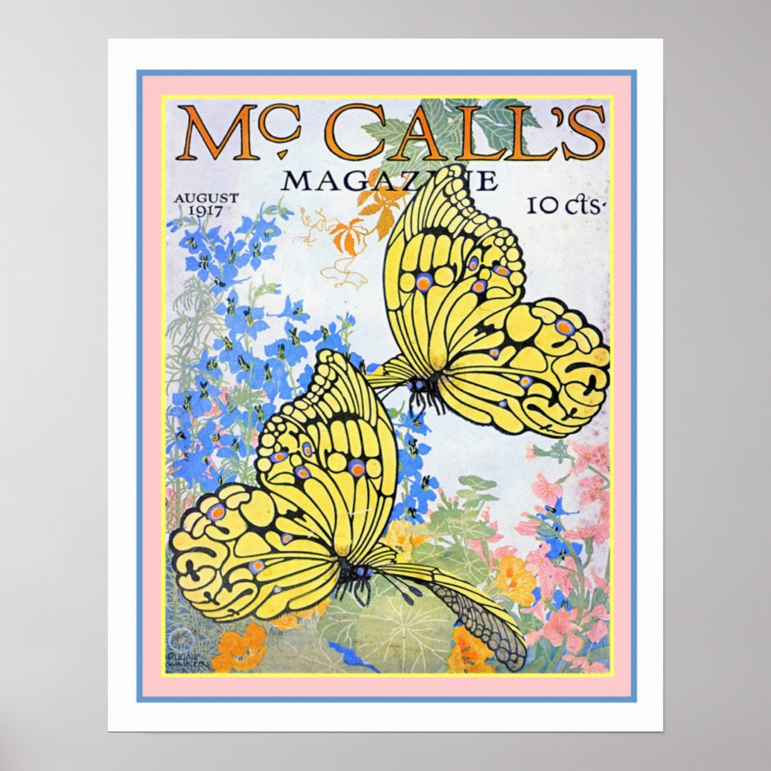 1917 McCall's Butterfly Magazine Cover 16x20 Poster | Zazzle