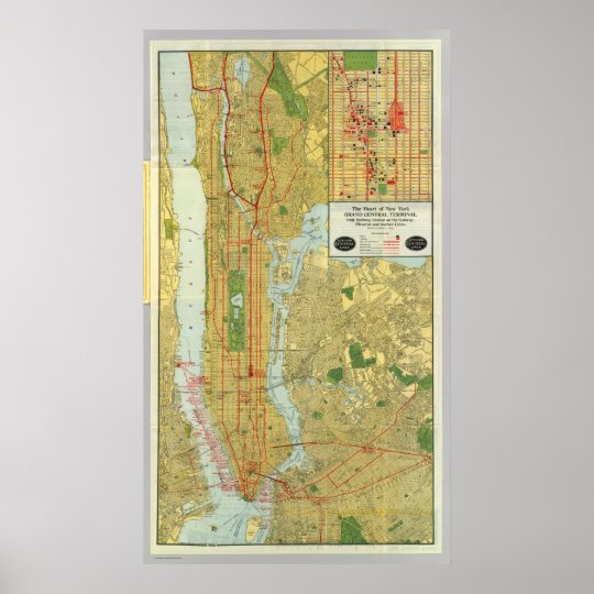1918 New York Central Railroad Map Poster | Zazzle.com