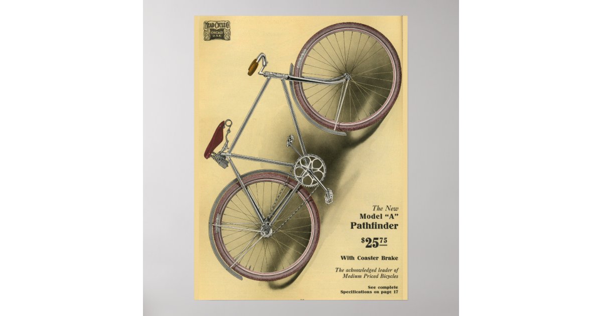 1918 Vintage Pathfinder Bicycle Ad Art Poster | Zazzle