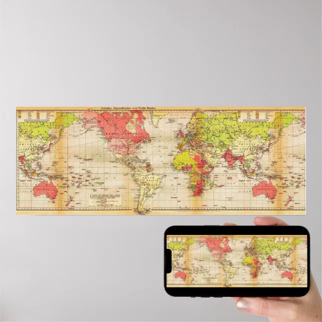 1918 world map Empires and Trade Poster | Zazzle