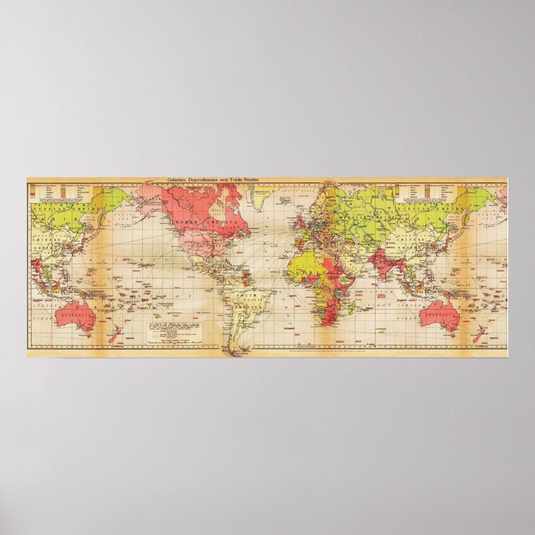 1918 world map Empires and Trade Poster | Zazzle