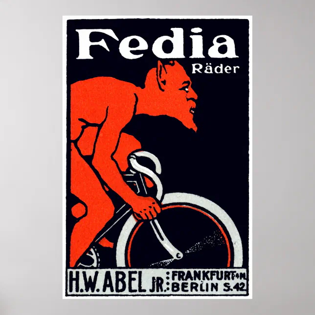 1920 Devil riding a Bicycle Poster | Zazzle