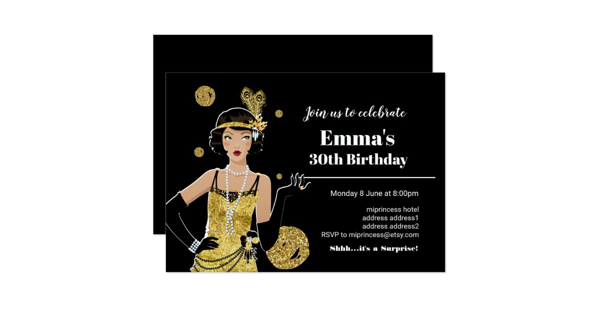 1920 flapper girl invitation, gatsby birthday invitation | Zazzle.com