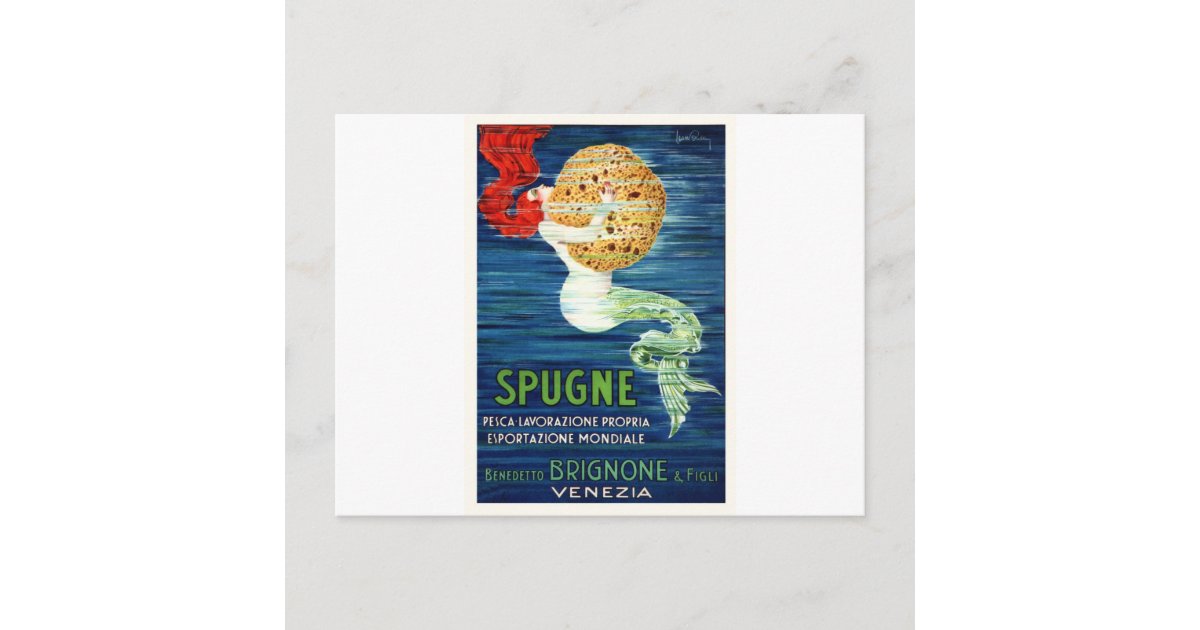1920 Italian Mermaid With Sponge Advertising Poste Postcard | Zazzle