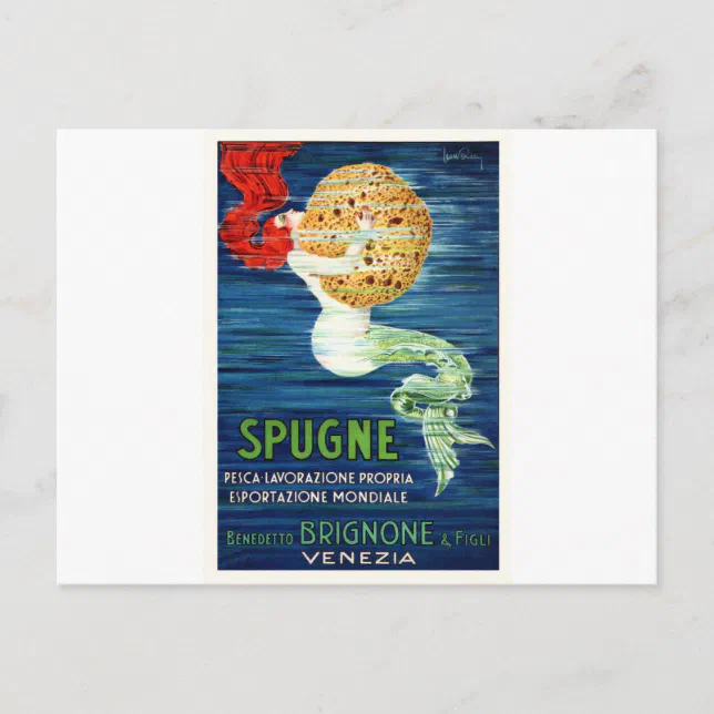 1920 Italian Mermaid With Sponge Advertising Poste Postcard | Zazzle