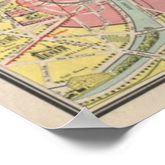 1920 Scenic Sights Travel Map of Paris, France Poster | Zazzle