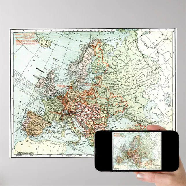 1920 Vintage Map of Europe Poster | Zazzle