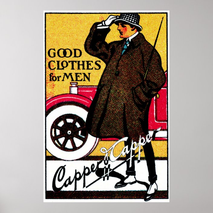 1920 Vintage Men's Clothing Poster | Zazzle.com