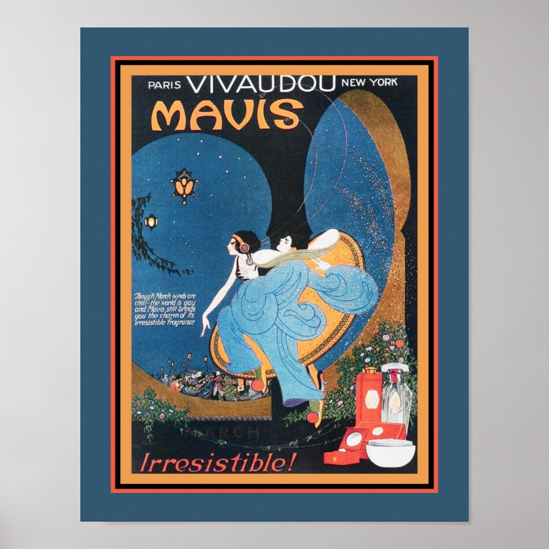 1920's Art Deco Vivaudou Mavis Ad Poster | Zazzle