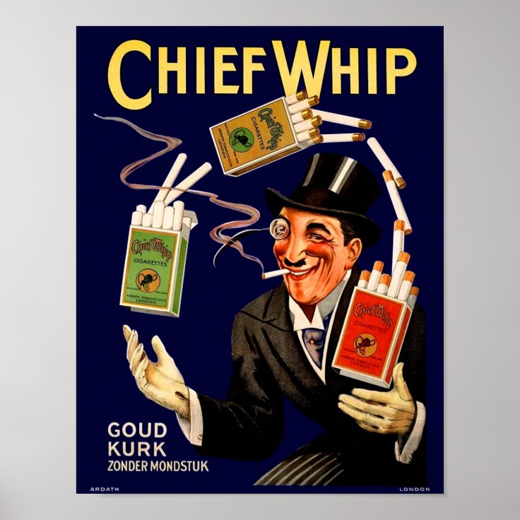 1920s Chief Whip cigarettes ad Poster | Zazzle