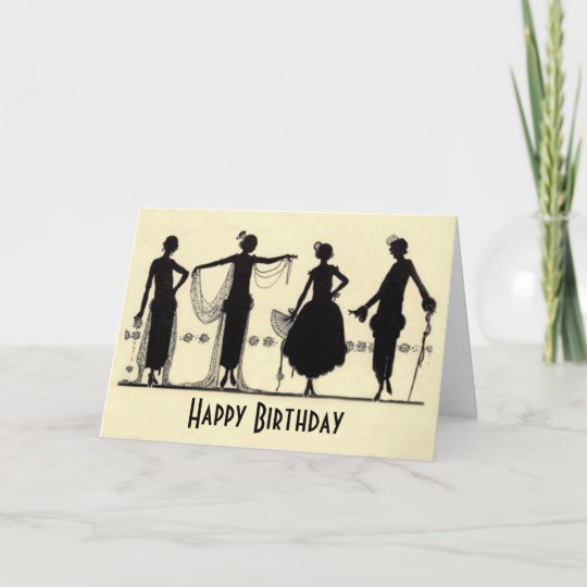 1920's Flapper Fashion Silhouette Birthday Card | Zazzle.com