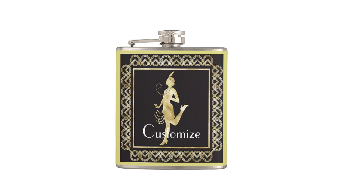 1920's Flapper Girl Thunder_Cove Flask | Zazzle
