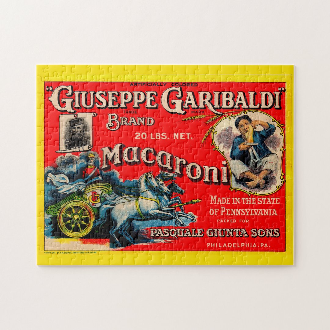 1920s Giuseppe Garibaldi macaroni label Jigsaw Puzzle | Zazzle