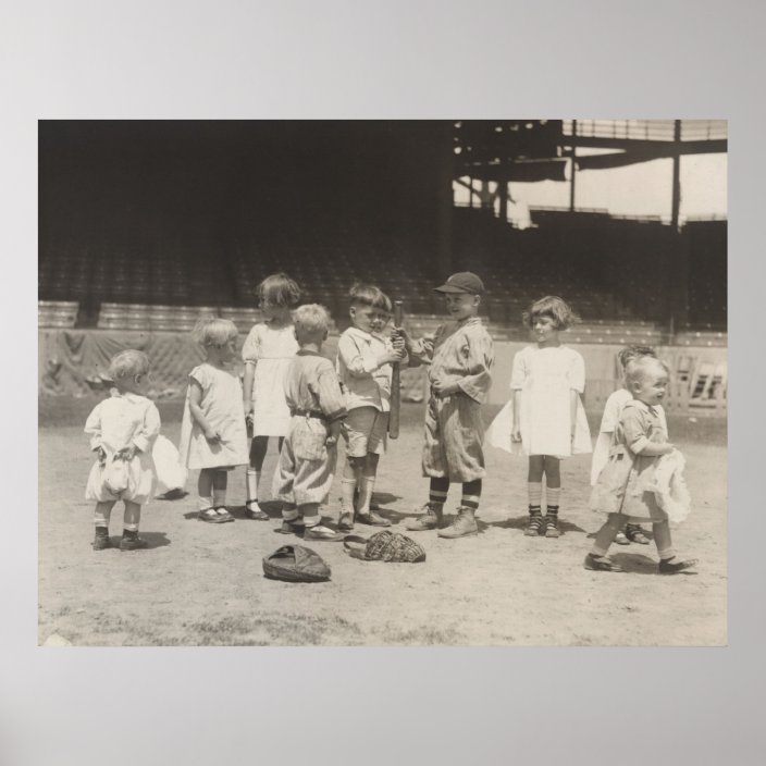 1920's Kids Playing Baseball on Major League Field Poster | Zazzle.com
