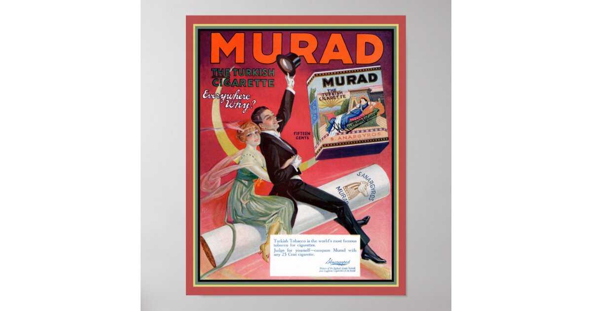 1920s Murad Turkish Cigarette Ad Poster | Zazzle