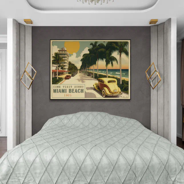 1920s Retro Miami Beach Ocean Drive Postcard Poster | Zazzle