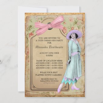 1920's Theme Hen Party Invitation | Zazzle
