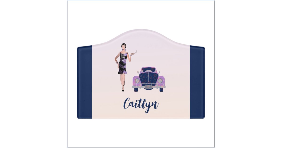 1920's Vintage Flapper and Antique Car Door Sign | Zazzle