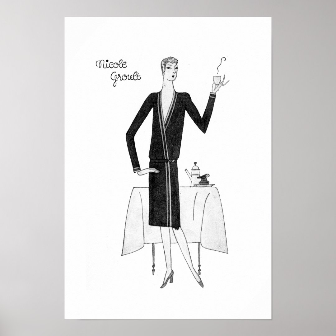 1920's Vintage Flapper Woman with Coffee Poster | Zazzle