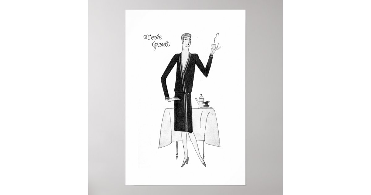 1920's Vintage Flapper Woman with Coffee Poster | Zazzle